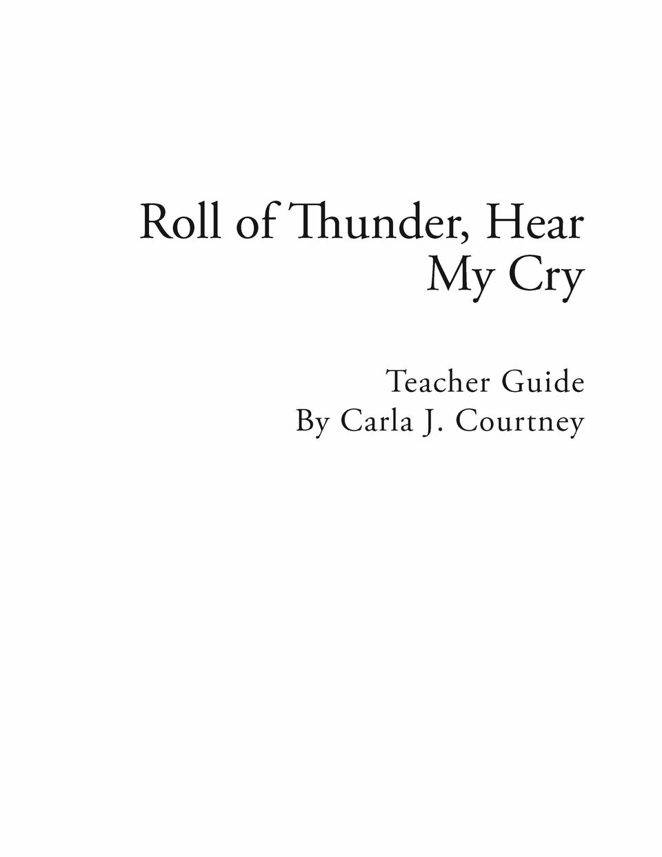 Roll of Thunder, Hear My Cry - Reading Guide (Download) – Logos Press