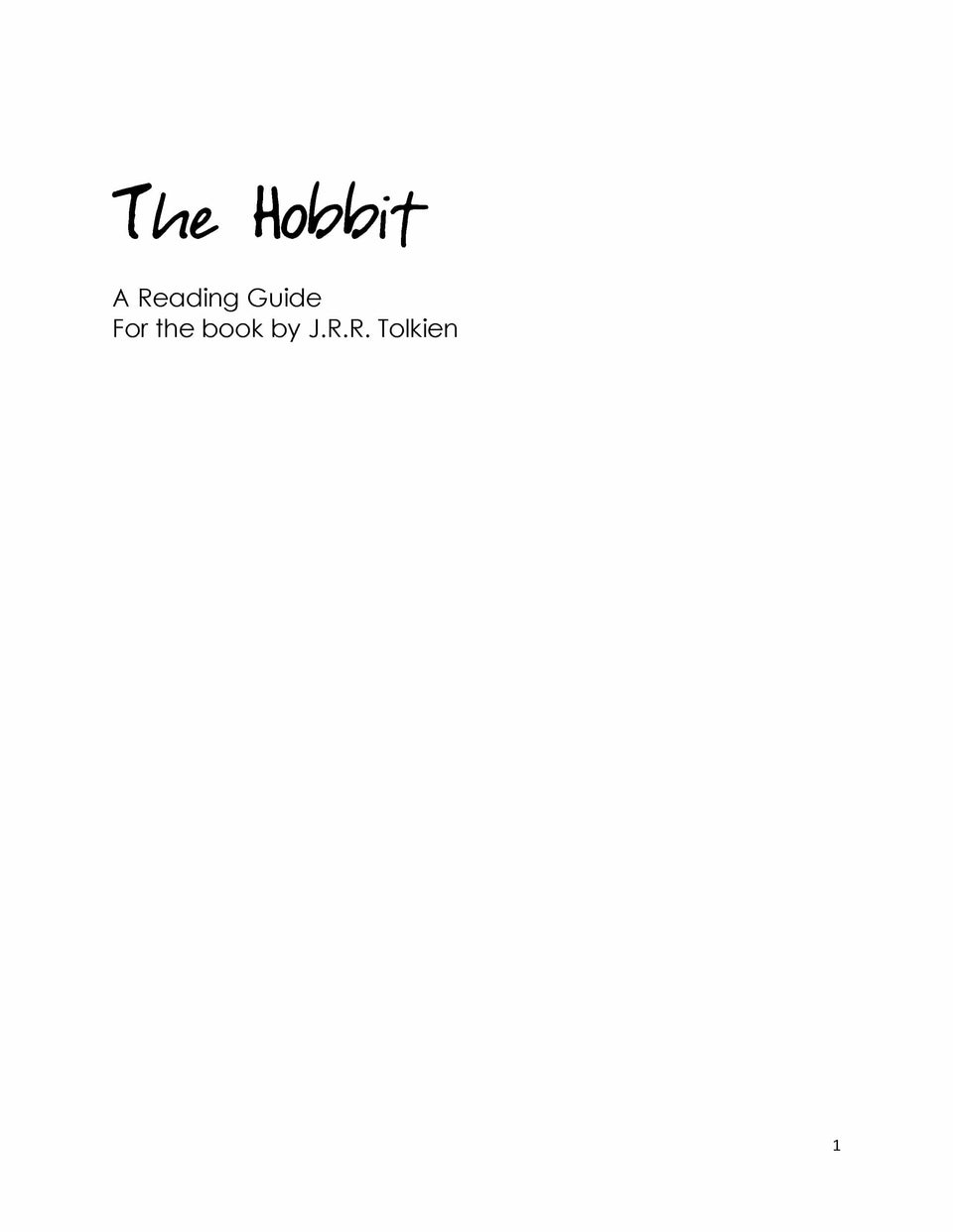 The Hobbit Reading Guide (Download) – Logos Press